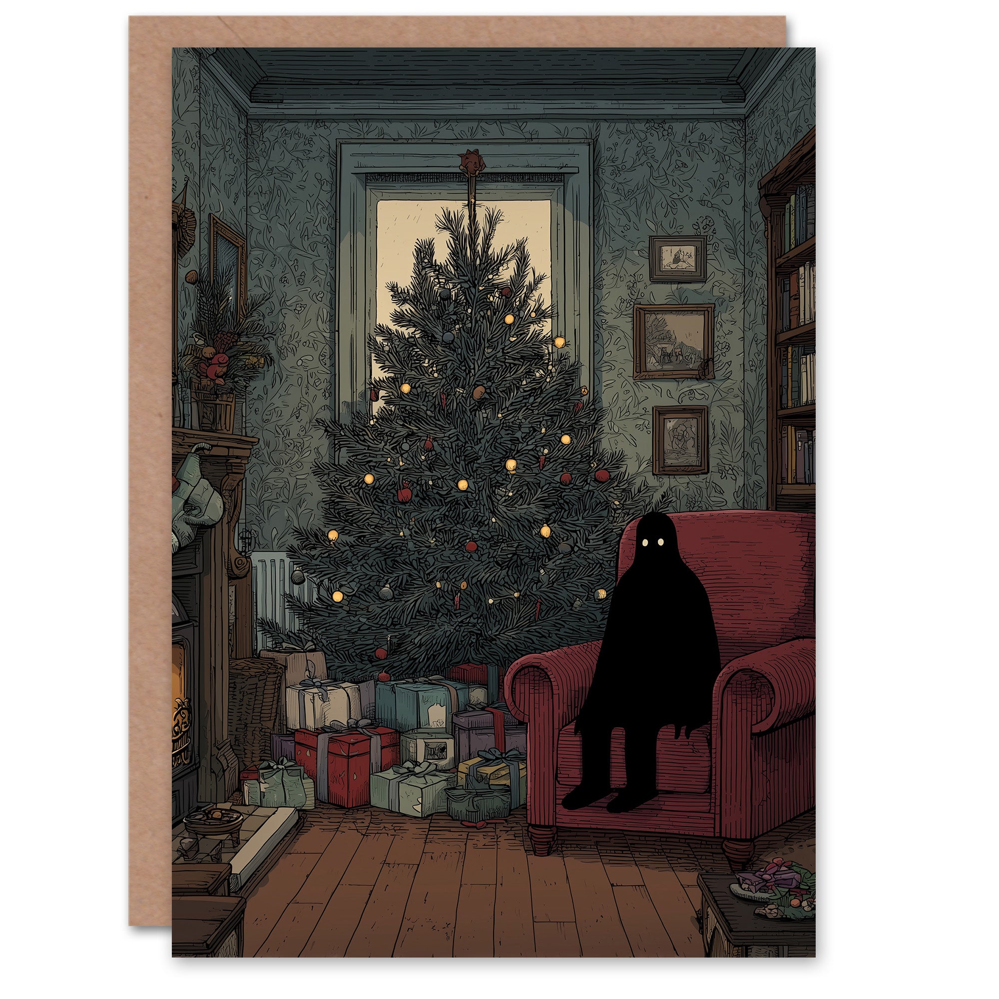 Christmas Card Decorated Living Room Existential Crisis Funny – Wee ...
